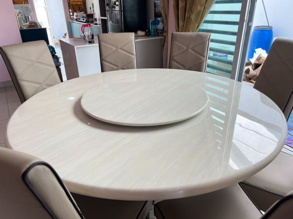 Penang Round Marble Dining Table | Meja Makan Batu | High Back Dining ...
