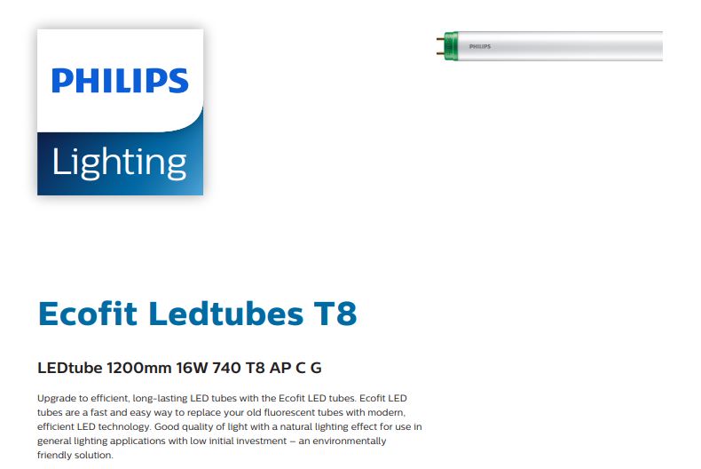 Selangor,Kuala Lumpur (KL) PHILIPS ECOFIT LED T8 TUBE HO 16W/1600LM ...
